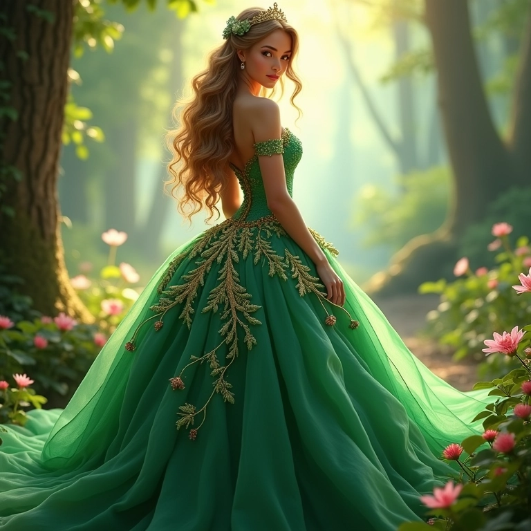 disney princess green dress :: Perchance AI Art