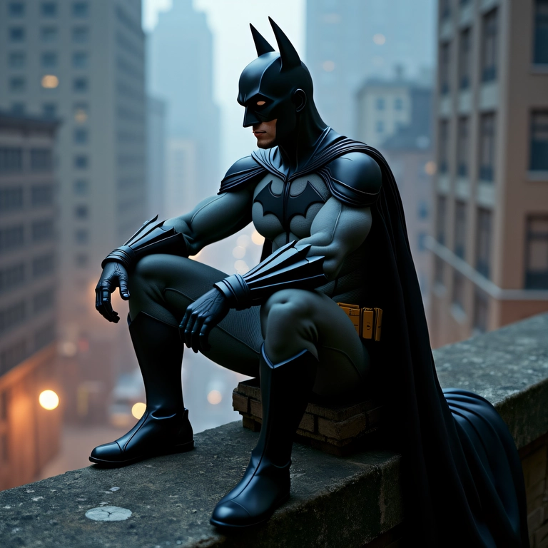 batman sitting on ledge :: Perchance AI Art